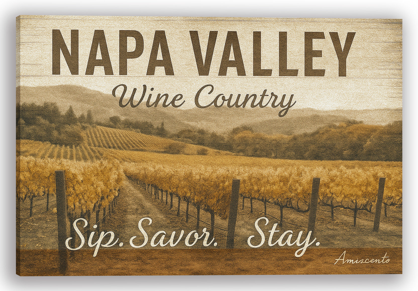 Ophelia & Co. "Napa Valley – Sip. Savor. Stay." Panoramic Canvas Wall Art | Wayfair